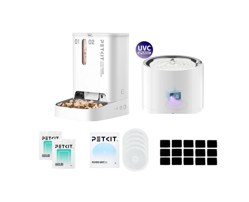 PETKIT YumShare Dual-Hopper 2 Feeder & Eversweet 3 Pro (UVC) Fountain ...